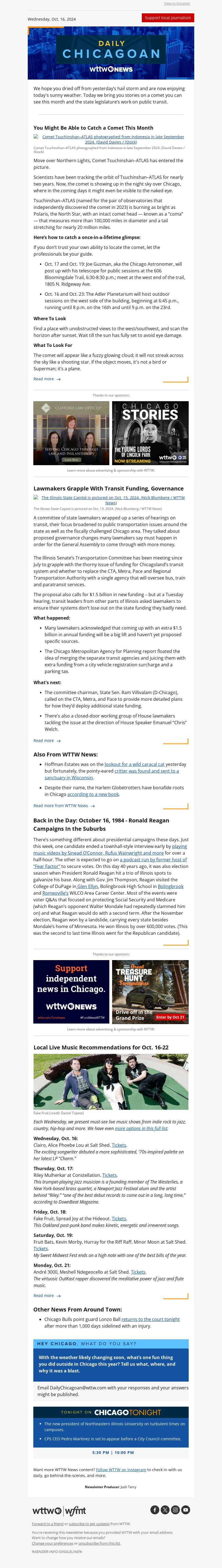 Daily Chicagoan: Chicago, Here's Your Chance to See a Comet | Chicago ...