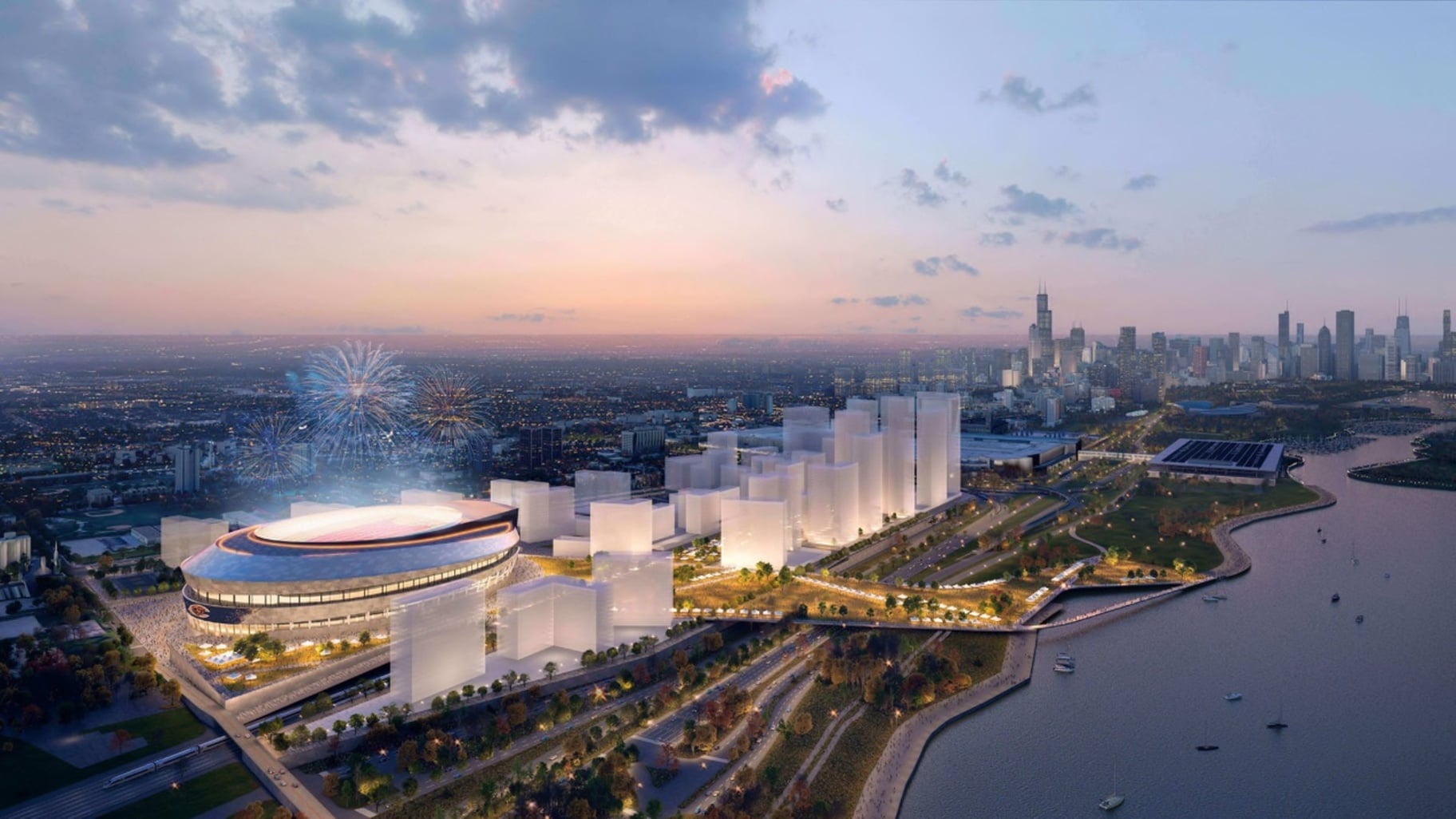 New Renderings Show Proposed Chicago Bears Stadium on Michael Reese ...